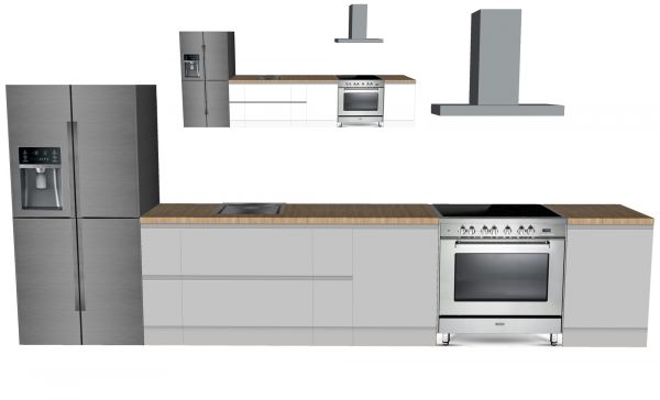 2-IN-1 reversible cardboard kitchen straight layout 450 x 60 cm with ...