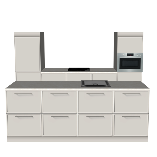 Island Cardboard Kitchen | Taupe & Ivory | Home Staging